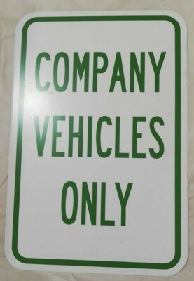 Company Vehicles Only Parking Sign Green Aluminum Metal | eBay
