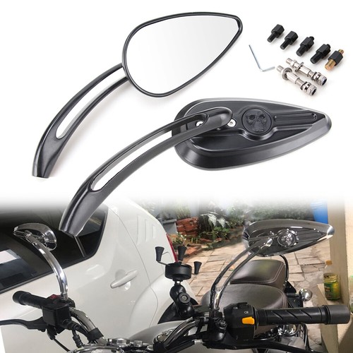 Black Rear-View Mirrors For Harley Road Street Glide Sportster Dyna ...