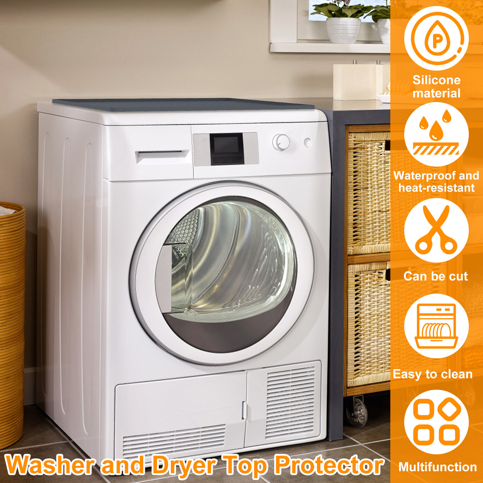 Washer and Dryer Top Cover Silicone Washer Protector Washing Machine ...