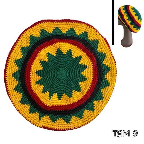Rasta Handmade Crochet Beret Tam Bonet Beanie Cap Hippie Reggae Style M ...