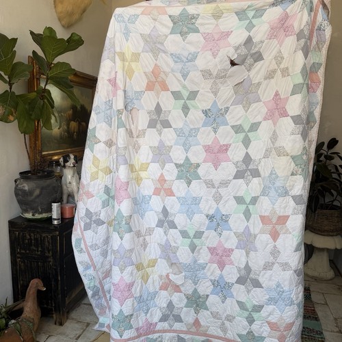 Vintage Touching Stars Cotton Cutter Quilt Jaybird Sprinkles? | eBay