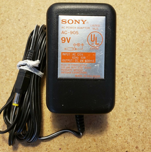 Genuine Sony Plug-in Power Supply Ac-905 OEM Adapter Cord for Audio 9v ...