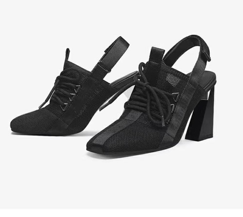 Women's summer new block heel Square toe Slingback Fashion Breathable ...
