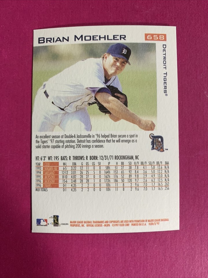 🐶 1997 Fleer Brian Moehler Rookie Detroit Tigers #658 | eBay