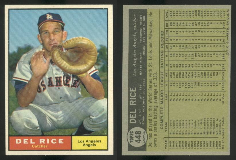 (48967) 1961 Topps 448 Del Rice Angels-NM | eBay