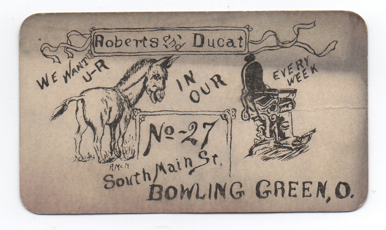 1900 Trade Card Robert & Ducat Barber Bowling Green OH | eBay