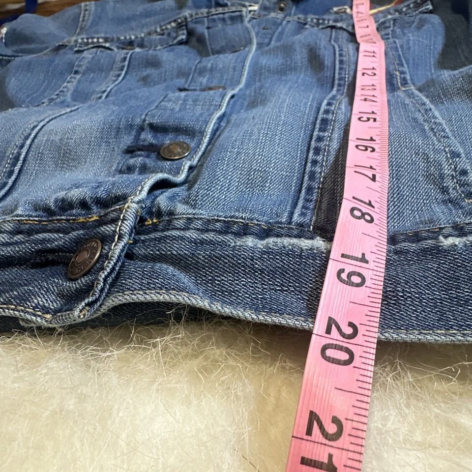 Tommy Hilfiger Denim Jacket Embroidered Bird Heart Sz M Distressed Blue ...