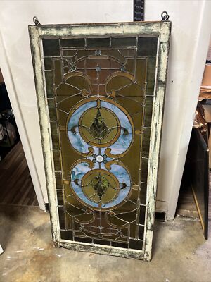 Huge Vintage Hanging Stained Window Panel Colors Church Glass Large Old ...