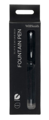 WHSmith Black Lacquered Fountain Pen Black Ink With Chrome Plated Trims ...