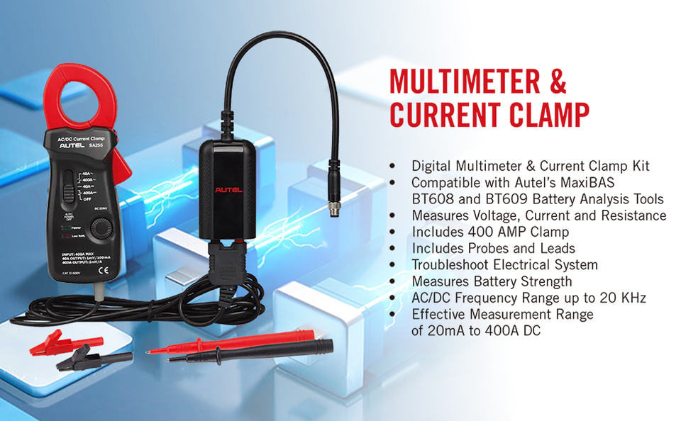 Autel Battery Tester Accessory Kit (BTAK) Compatible with MaxiBAS BT608 ...