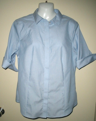 #587 Talbots Light blue Hidden Button Down SS Wrinkle Resistant 12 | eBay