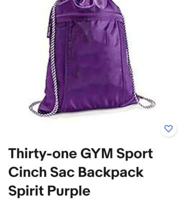Thirty-one GYM Sport Cinch Sac Backpack Spirit Purple | eBay