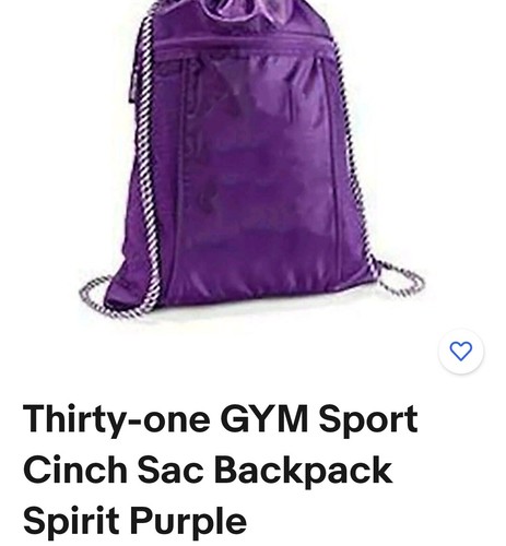Thirty-one GYM Sport Cinch Sac Backpack Spirit Purple | eBay