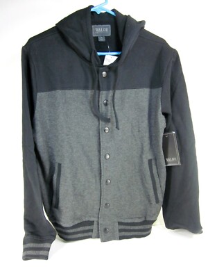 VALOR COLLECTIVE MEN'S UNIVERSITY FLEECE JACKET, BLACK/GREY,US Size XL ...