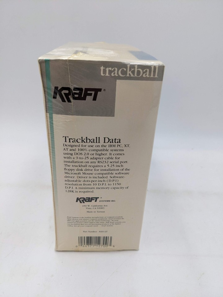 New NOS Kraft Trackball Mouse IBM PC Compatible W/ Foot Pedal 1989 ...