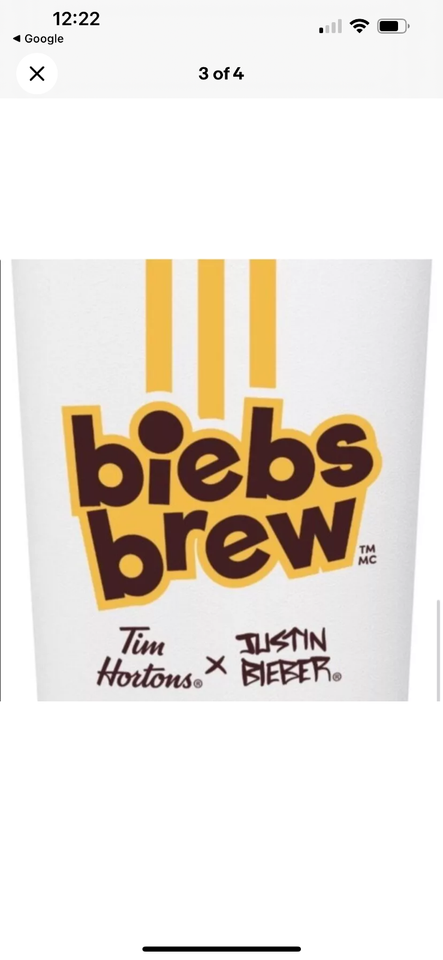 TIM HORTONS JUSTIN BIEBER LIMITED EDITION TIM BIEBS TUMBLER MUG - NEW ...