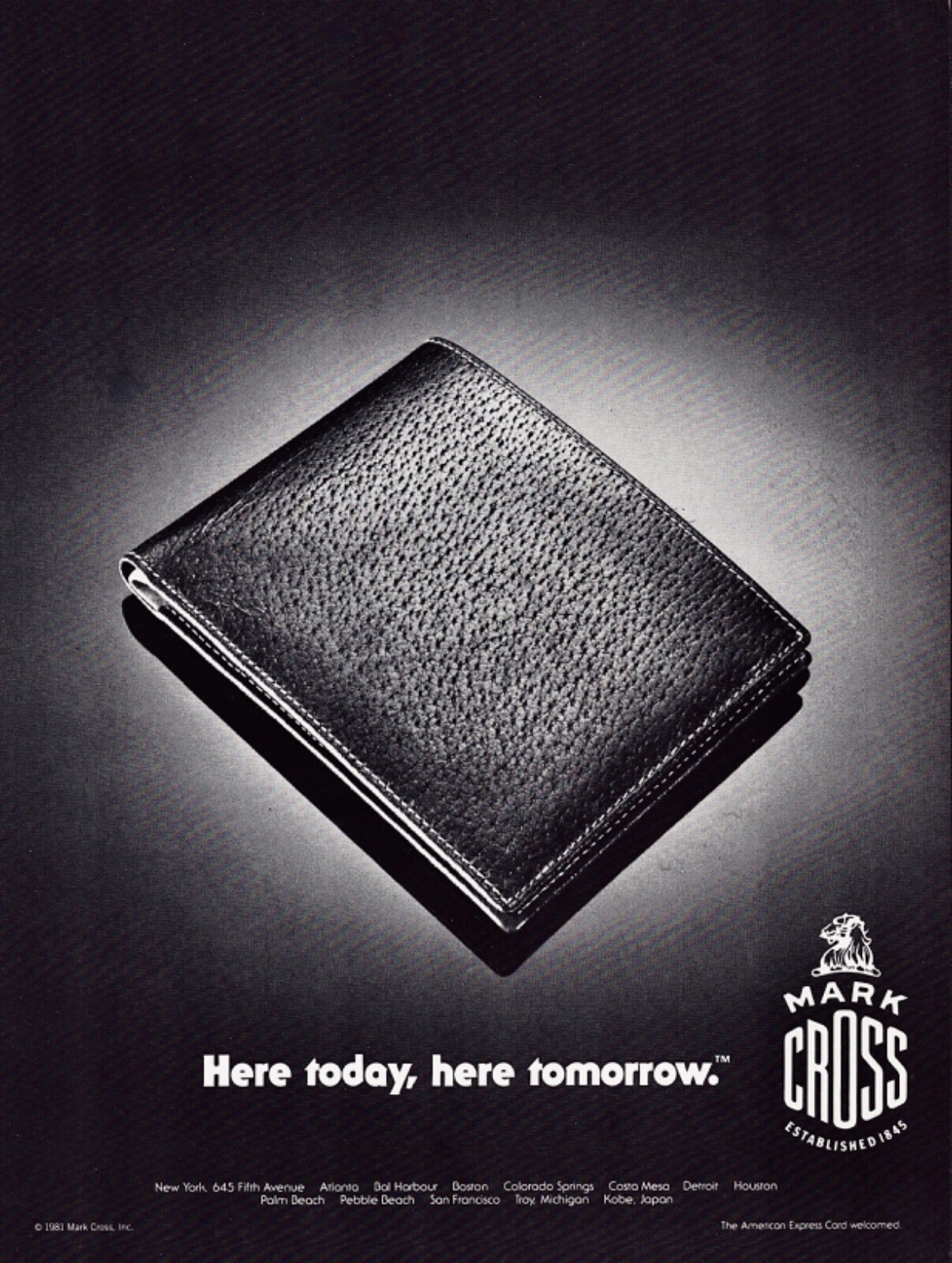 1981 MARK CROSS Wallet Here Today, Here Tomorrow vintage 1-Pg MAGAZINE ...