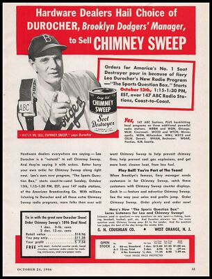 1946 Leo Durocher Brooklyn Dodgers Manager Photo Chimney Sweep Vintage ...