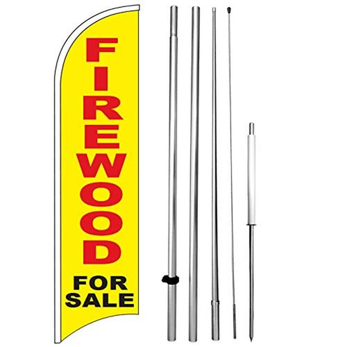 FIREWOOD for Sale Windless Swooper Flag Kit 15 Ft Tall Feather Banner ...