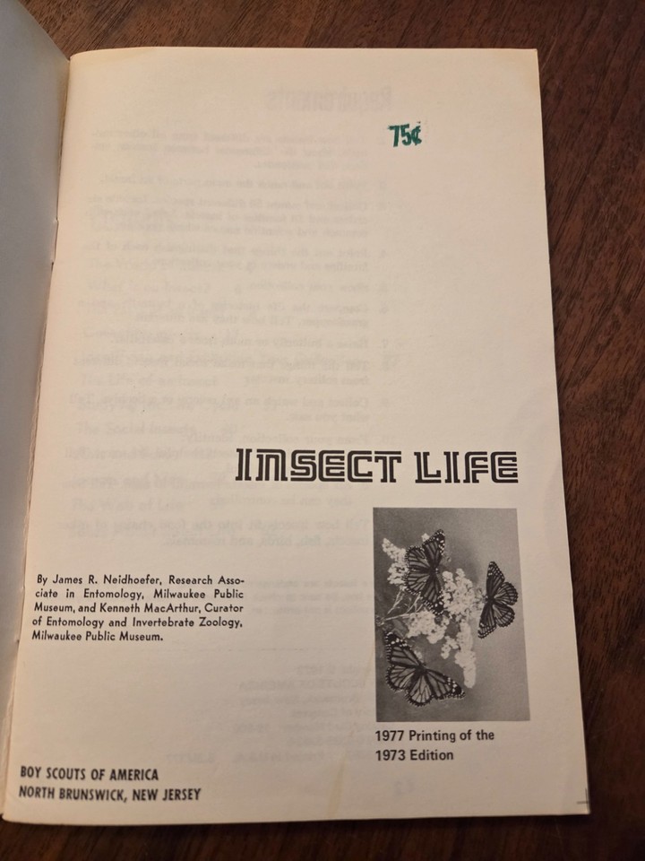 Boy Scouts Of America Merit Badge Book Insect Life | eBay