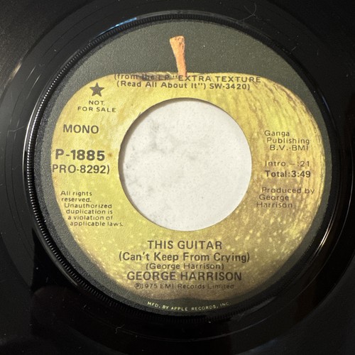 RARE APPLE MONO STEREO PROMO GEORGE HARRISON THIS GUITAR P-1885 NEAR ...