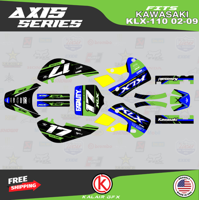 Graphics Kit for Kawasaki KLX110 (2002-2009) KLX 110 Axis Series ...