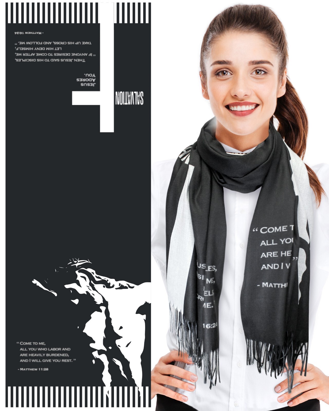 Women's Cashmere Feeling Religious Scarf - Salvation Christian Shawl ...