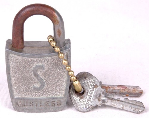 Vintage Antique Padlock & Key, "SLAYMAKER" Rustless-2 Keys 5967-Old ...
