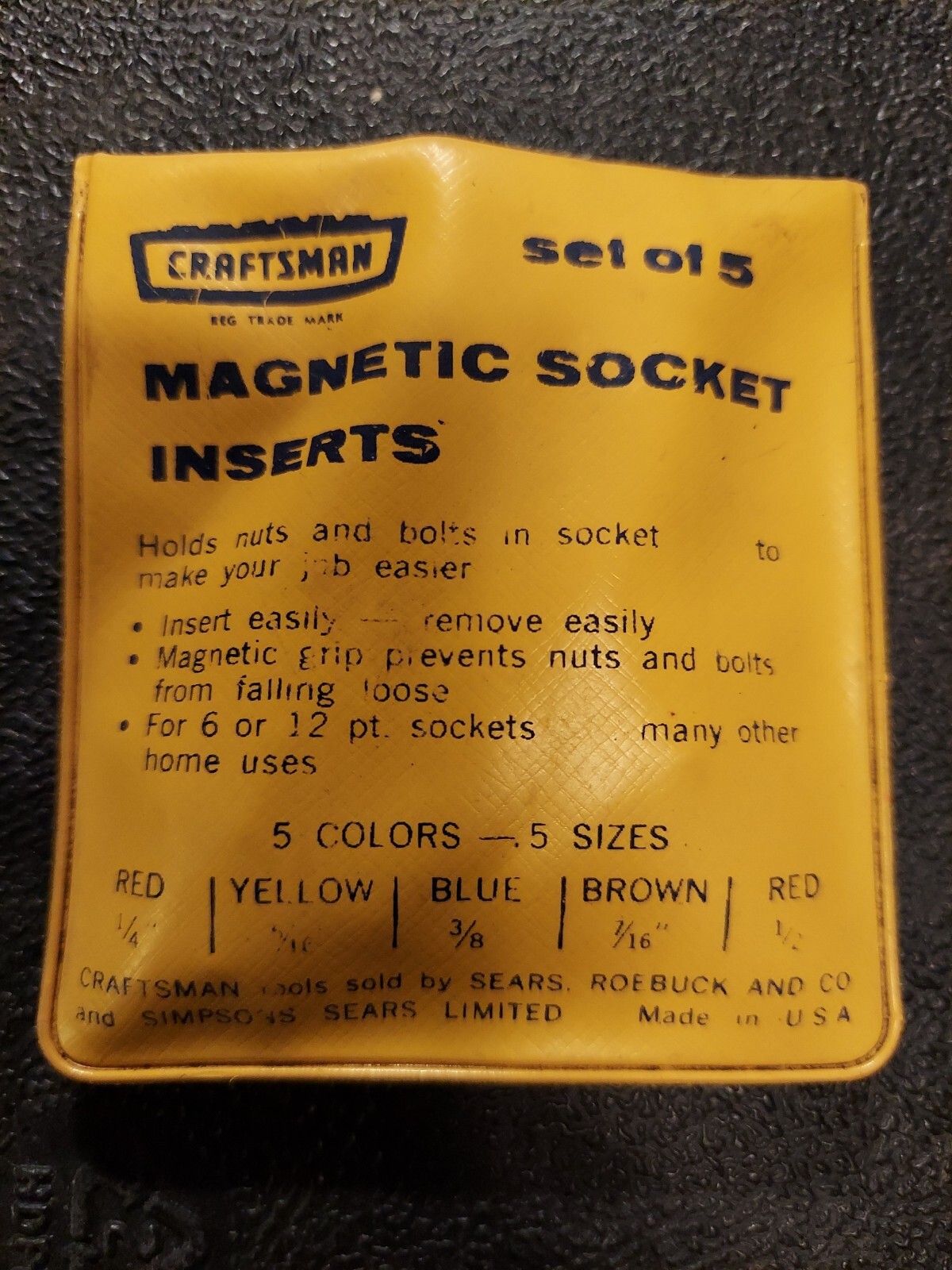 Vintage Craftsman 94404 Set of 5 Magnetic Socket Inserts in Case Vtg ...