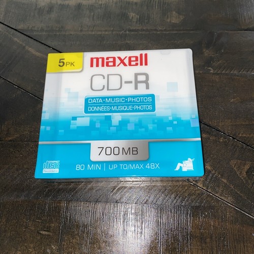 Maxell CD-R 5 Pack Blank Audio Music Data Recordable 80min 700MB Disc ...