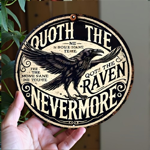 1pc Quoth the Raven Vintage-Inspired Tin Metal Signs Wall Art, 8x8inch ...