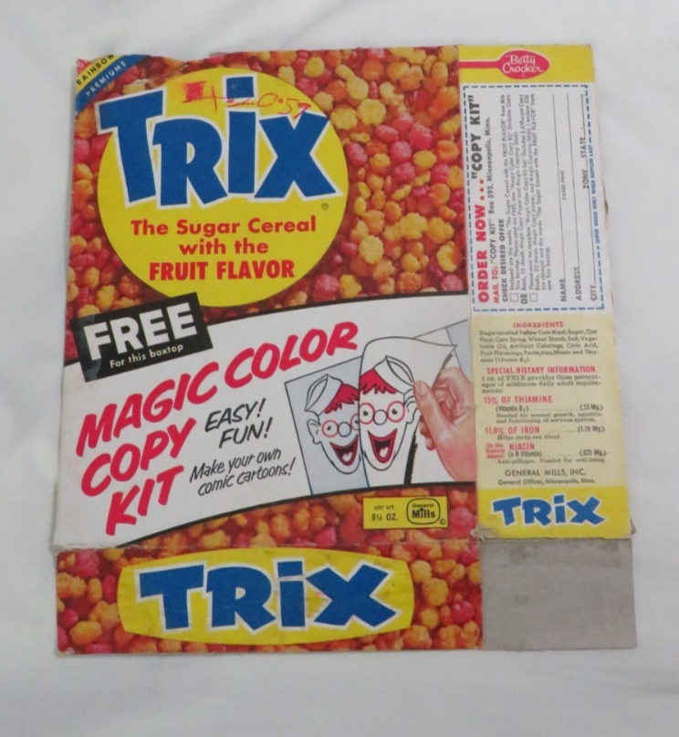 Vintage 2 different 1950's TRIX Cereal boxes General Mills | eBay