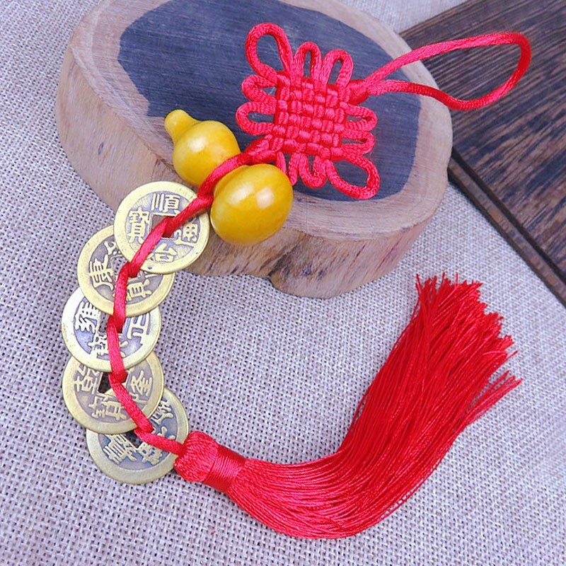 Chinese Knots Hanging Copper Coin Gourd With Knot & Tassel Ornaments ...