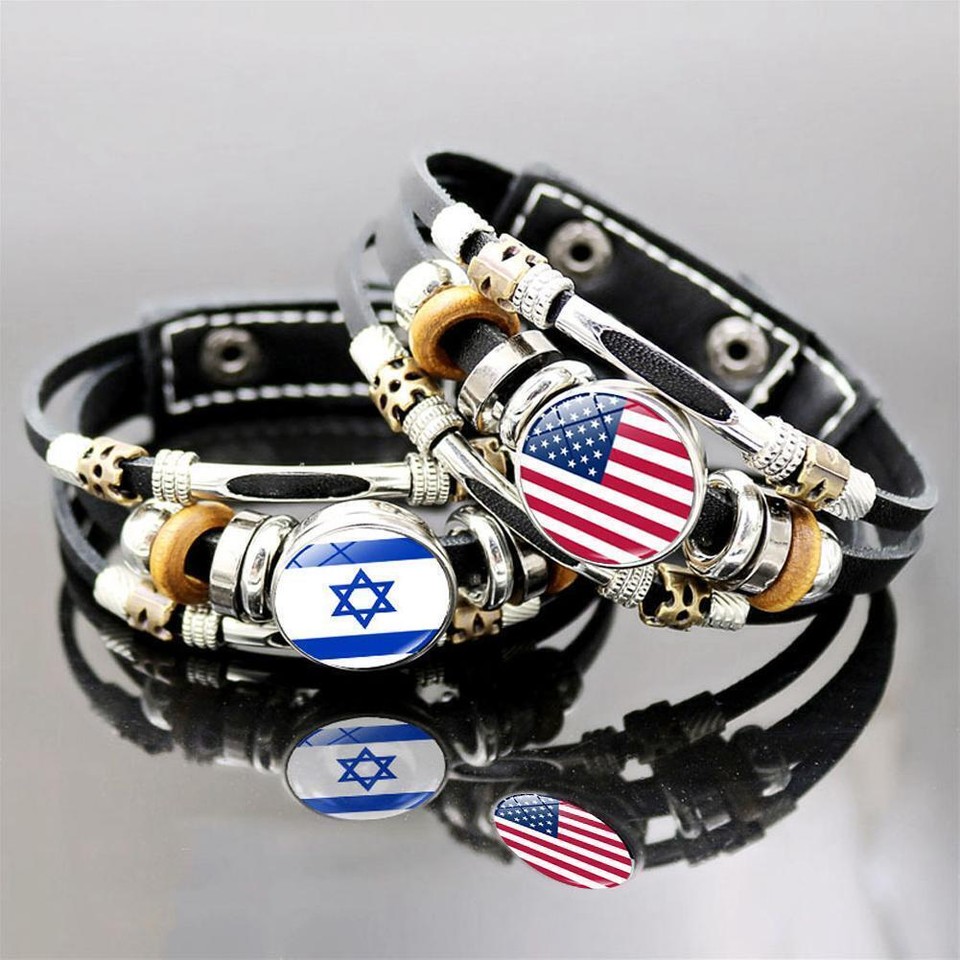 Israel USA Bracelet Handmade Israel Flag Symbol Glass Beads Bracelets ...