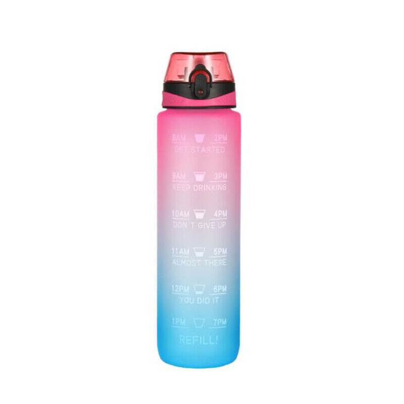 1L Water Bottle Motivational Drink Flask With Time Markings BPA Free ...