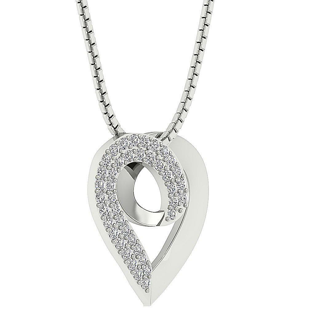 Designer Heart Pendant Necklace Round Diamond VVS1 E 0.55 Ct 14K Gold 0 ...