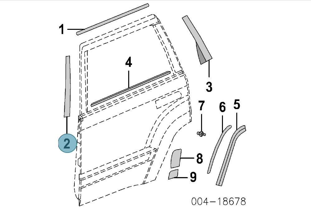 2011-2020 Jeep Grand Cherokee LH Rear Door Pillar Window Trim Applique ...