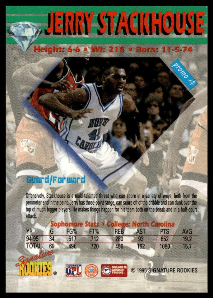 1995 Signature Rookies Draft Day #4 Jerry Stackhouse Promos | eBay