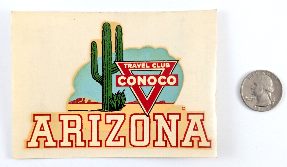 Vintage Angelus Transfer Car Window Decal Arizona Conoco Travel Club | eBay