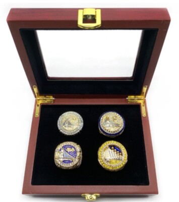 Golden State Warriors Championship Ring 4 Piece Display Set (Steph ...