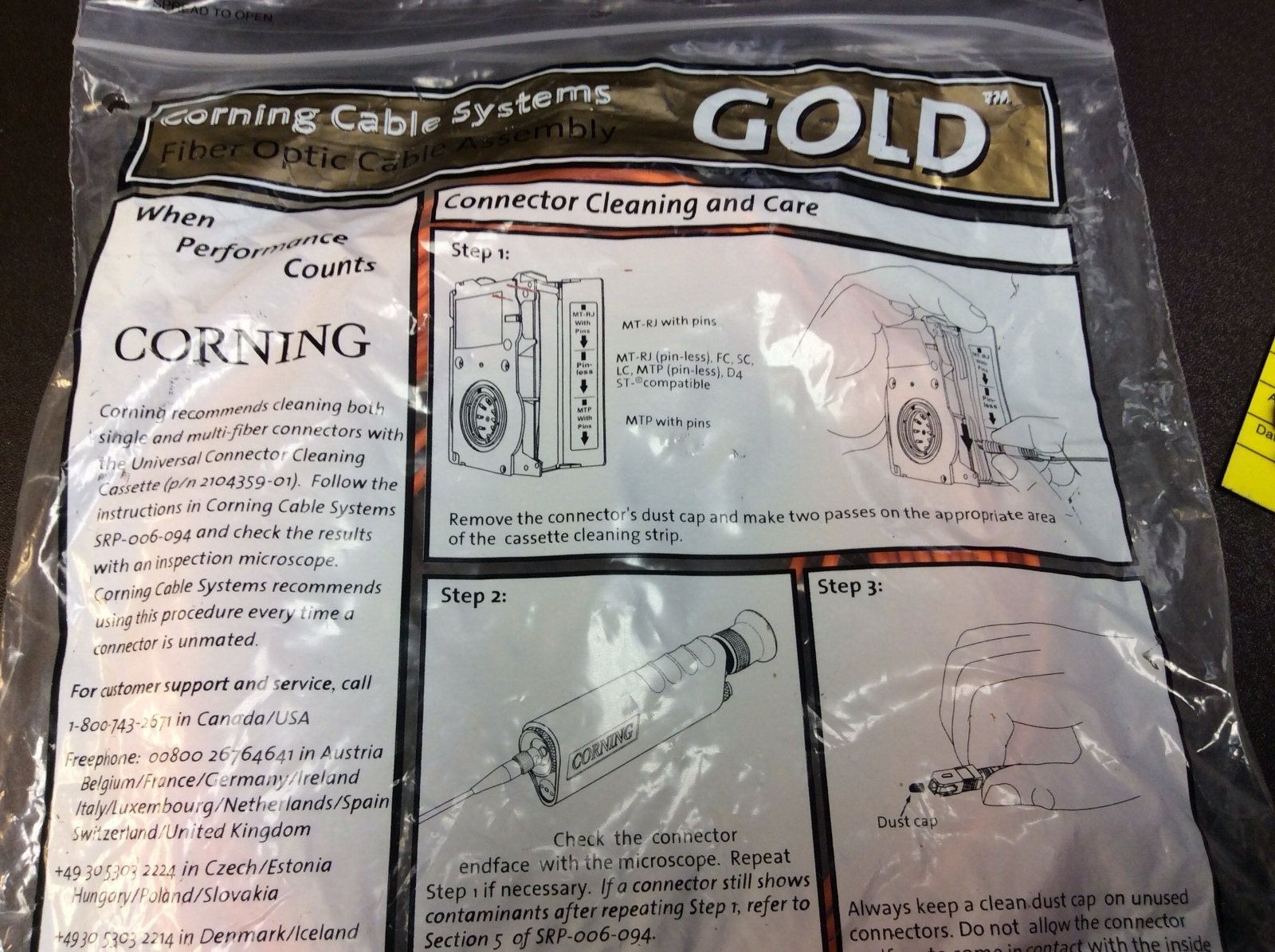 35 FEET CORNING GOLD FIBER OPTIC PATCH 2F ZIP STPC/STPC 505002K5141030F ...