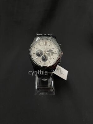 Michael Kors MK8605 Lexington Chronograph Silver Crystal Pave Dial Men ...