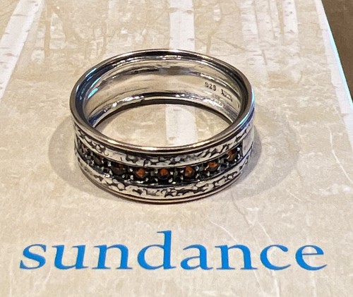 NWT Sundance Catalog Silver 14K Gold Garnet “Fiery Facets Ring” Size 8 ...