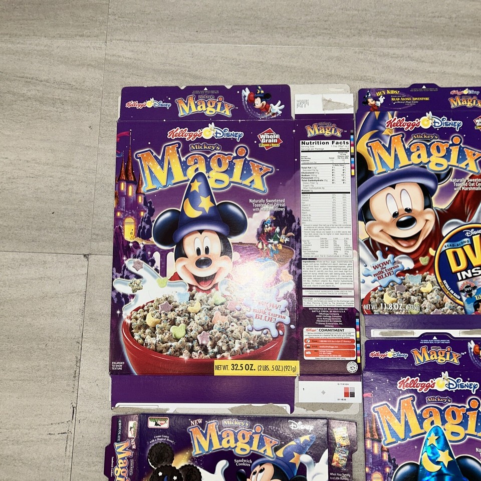 Mickey's Magix Kellogg's Disney Empty Cereal Box 2001 And Cookie Lot ...
