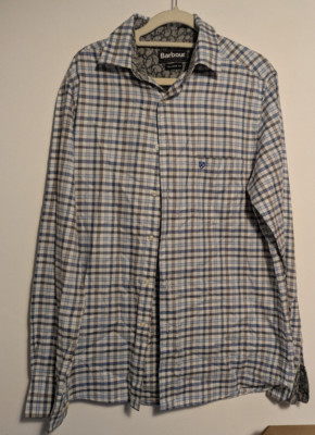 Barbour Tailored Fit Check Shirt Small Blue/White VGC | eBay UK