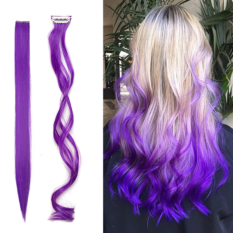 10 peices Highlight Clip In Colored Hair Extension Color Strip Straight ...