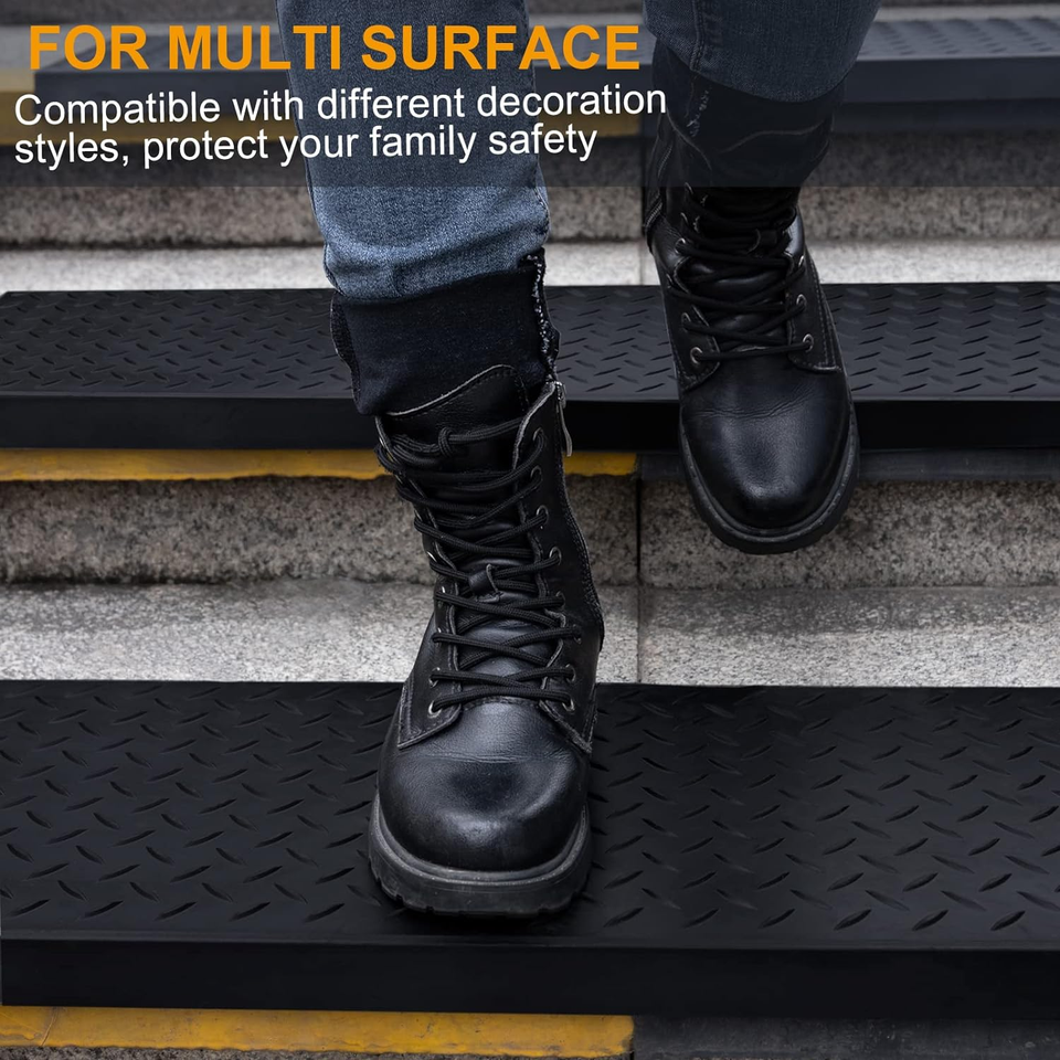 35" X 10" Rubber Stair Treads, 5Pack Outdoor Stair Treads Non-Slip with ...