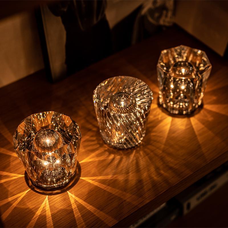 Ambientec Authentic Xtal Crystal Cordless LED Table Lamp Solid Glass ...