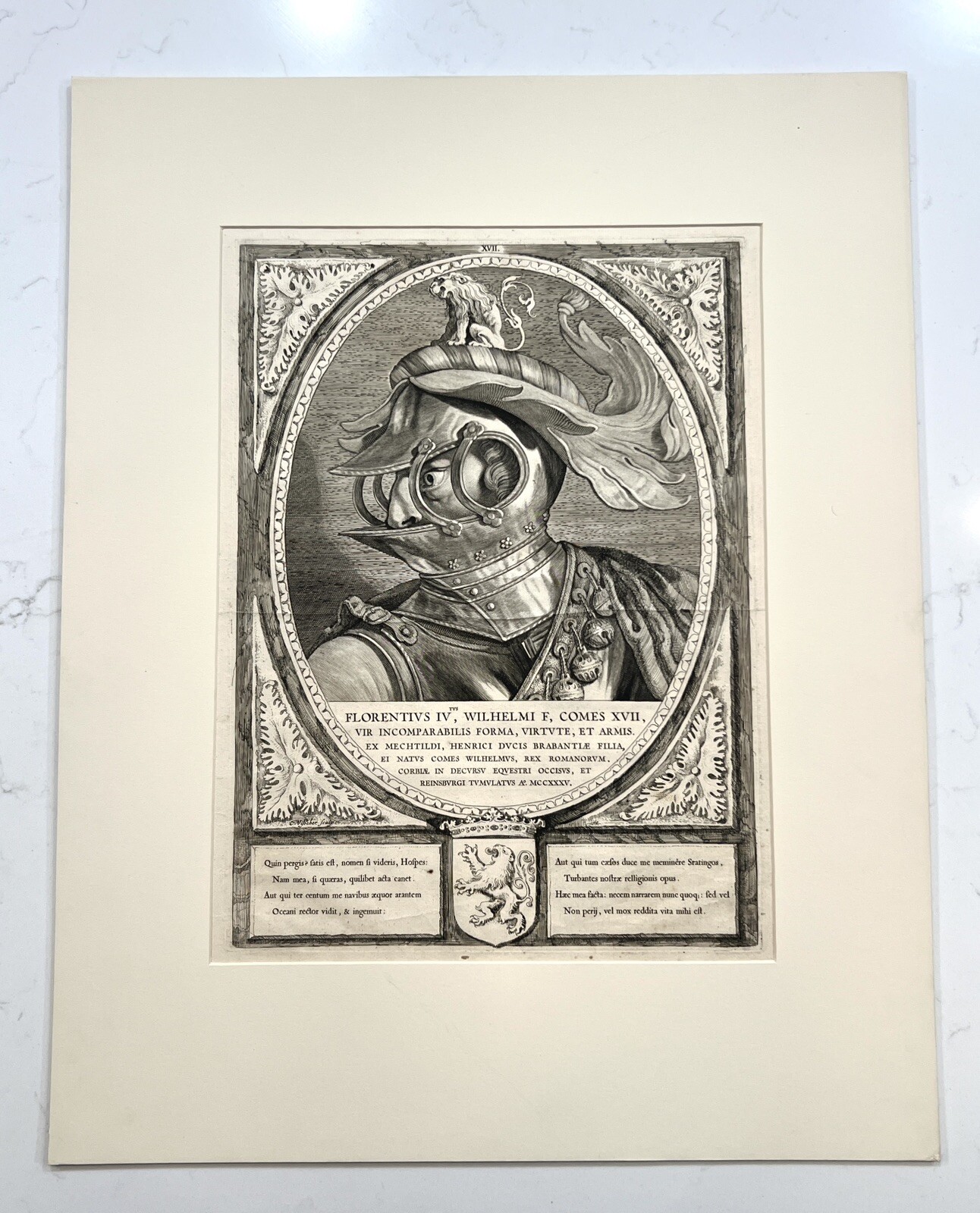 Rare Large c1650 Cornelis Visscher Engraving Of Floris IV Count Of ...