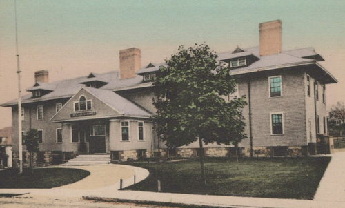 Belcher School in East Milton Massachusetts White Border Vintage Post ...